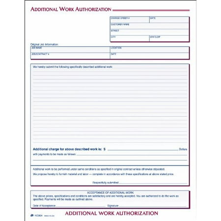Adams Additional Work Authorization Forms, 8.5 x 11.44 Inch, 3-Part ...