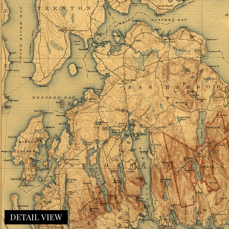 Acadia National Park Map Printable Acadia National Park Map Art Print