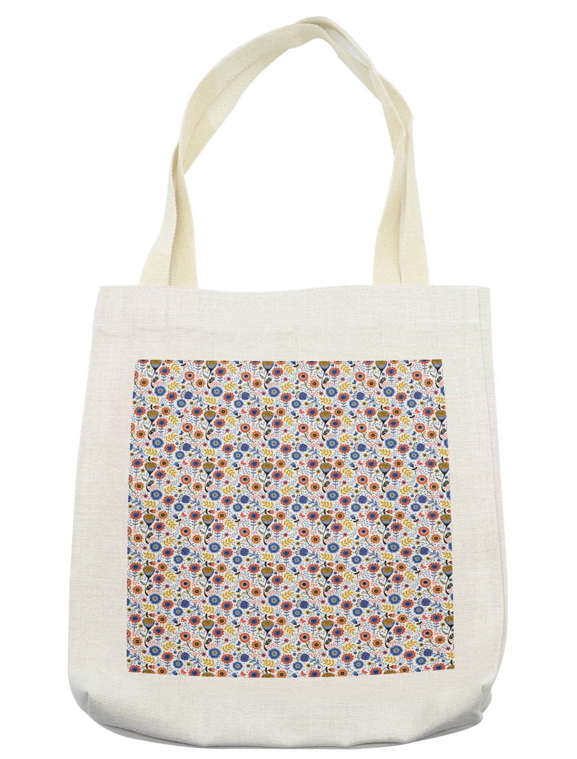 Floral Tote Bag, Rhythmic Pattern of Eastern European Style Energetic ...