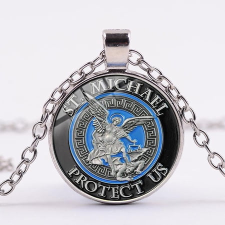 Archangel St.michael Necklace Protect Me Saint Shield Angel Protection ...