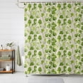Bathroom Shower Curtain Watercolor Olive Green Leaves on Linen ...