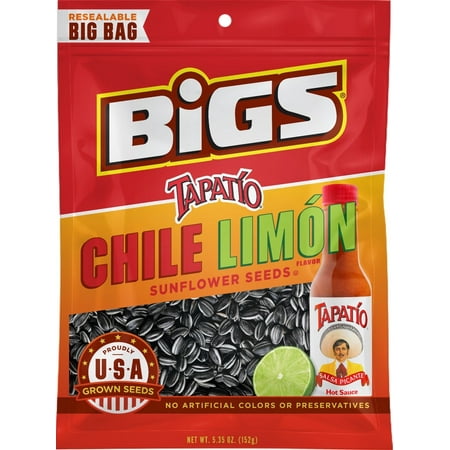 Bigs Tapatío Chile Limón Sunflower Seeds Big Bag, 5.35 Oz. - Walmart.com
