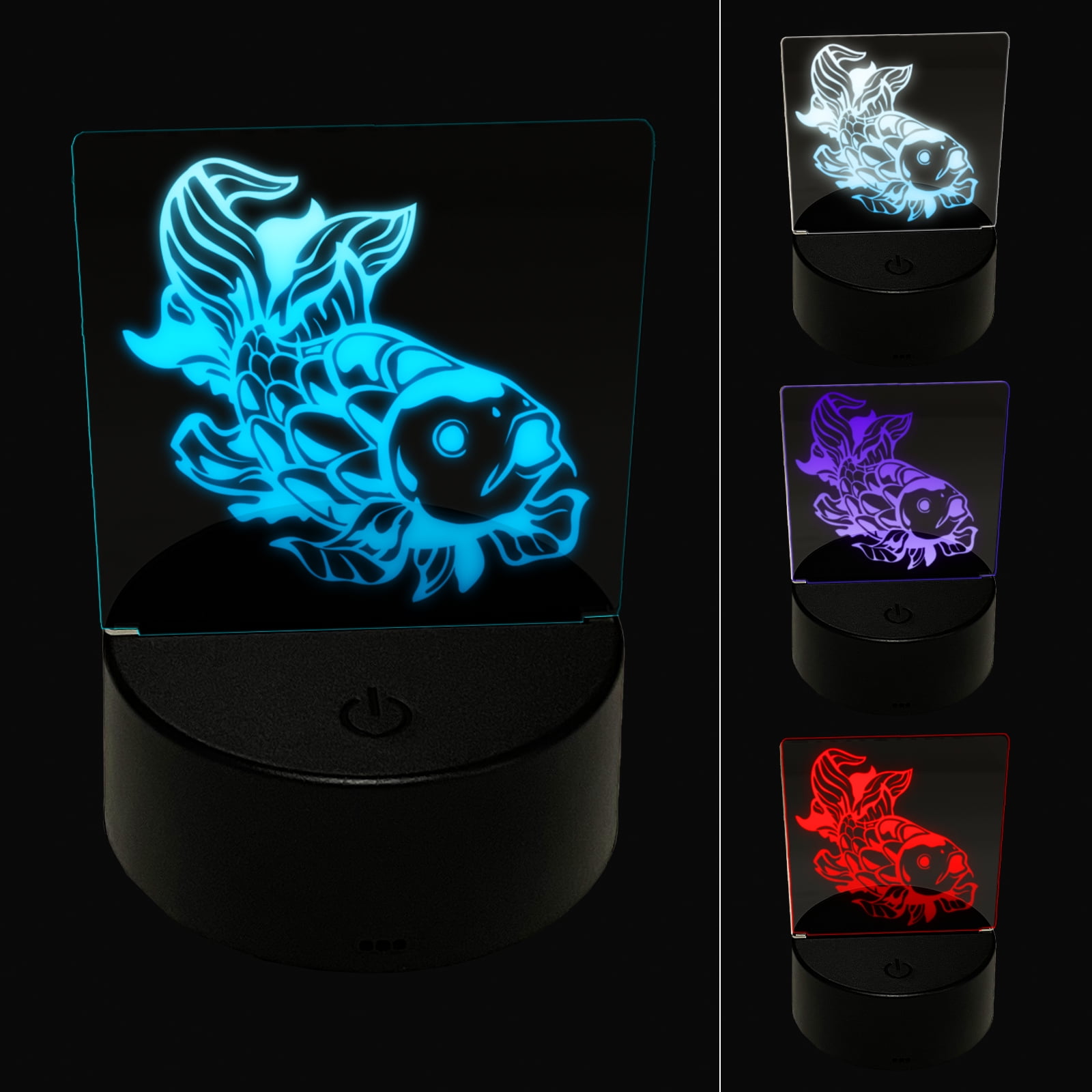 Elegant Koi Fish LED Night Light Sign 3D Illusion Desk Nightstand Lamp ...
