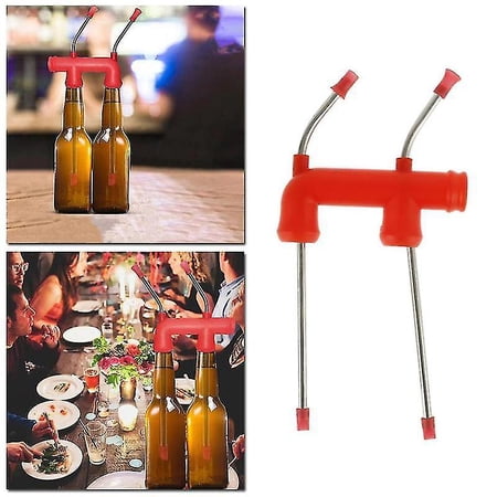 Beer Snorkel Straw Beer Funnel Double Snorkel Drinking Beer Bar Tools ...