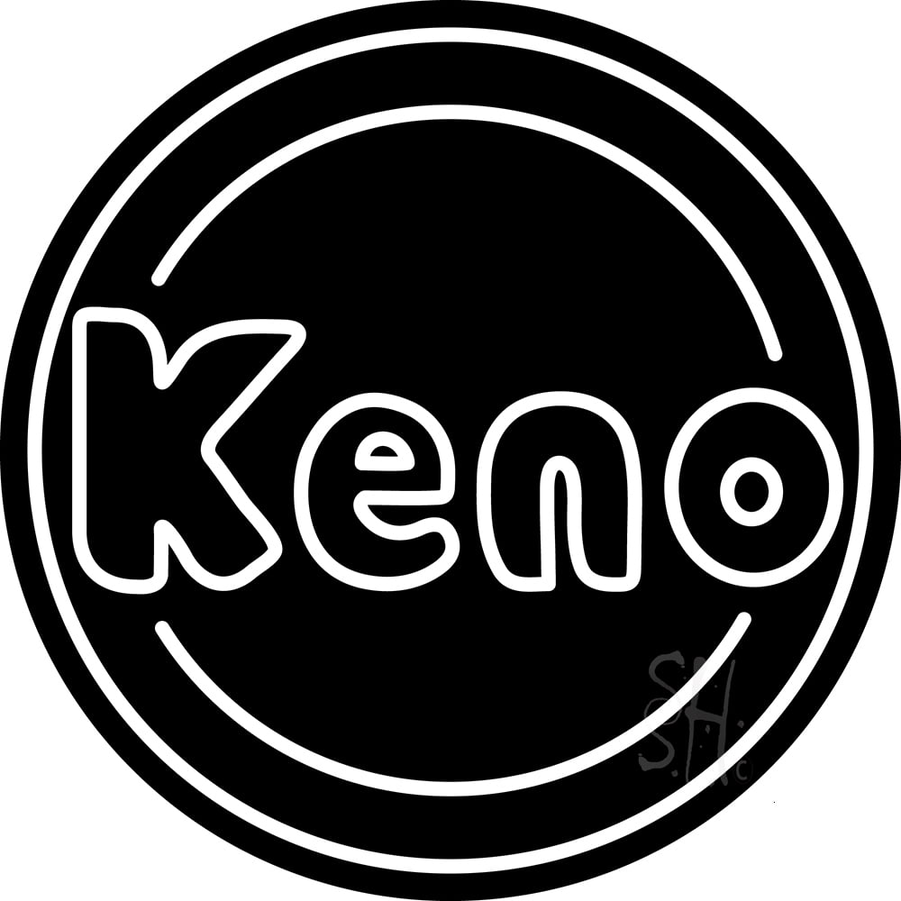 Keno With Oval Border LED Neon Sign 26 x 26 - inches, Black Square Cut ...