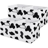 4 Packs Large Storage Bins Cubes Foldable Cow Print Boxes Fabric Cotton ...