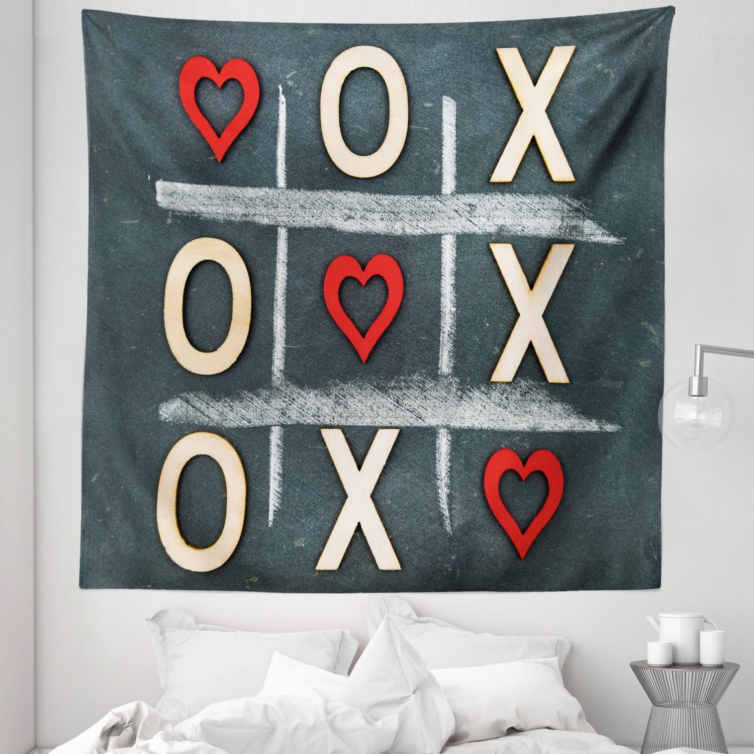 Xo Tapestry, Vintage Style Blackboard with Hugs and Kisses Written by ...