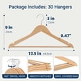 30 Pack Wooden Hanger, Natural Wooden Suit Hanger with Non-slip Pants ...