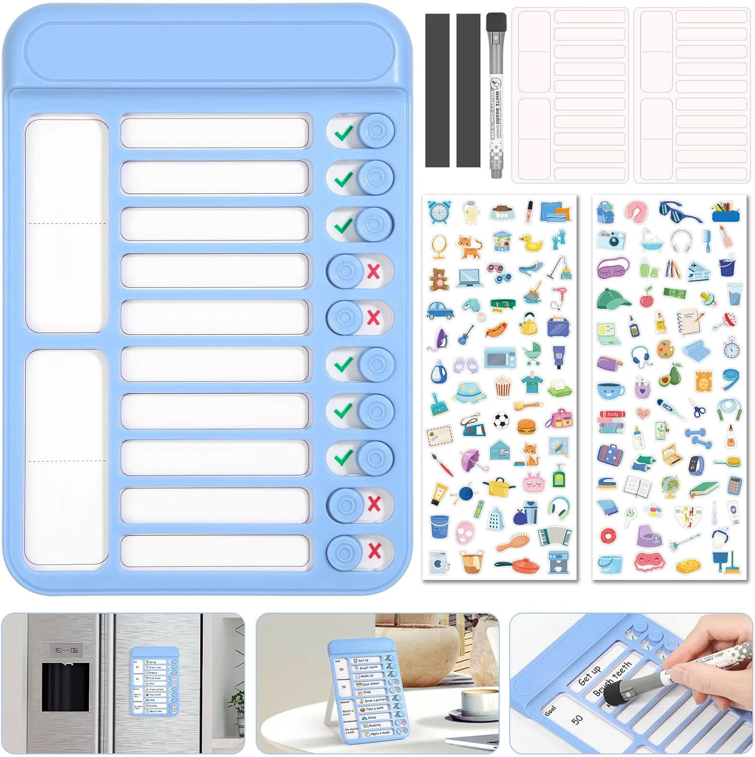 fuzhong-Dry Erase Chore Chart for Kids, Magnetic Whiteboard Checklist ...