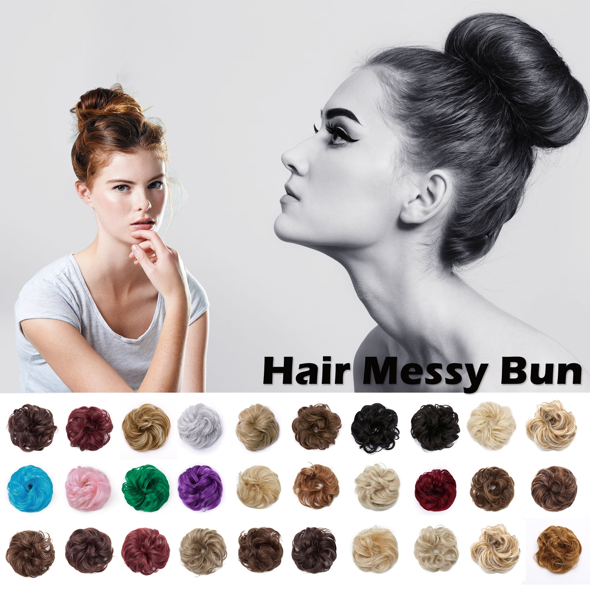 MY-LADY Synthetic Updo Messy Bun Hairpiece Wavy Curly Chignon Ponytail ...