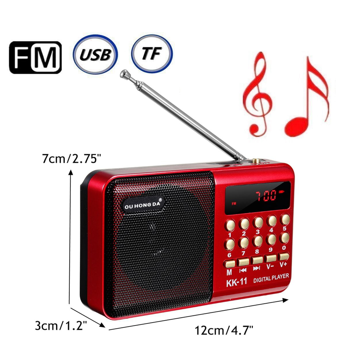 2pcs Mini Portable Radio Lcd Digital Fm Radio Receiver Telescopic