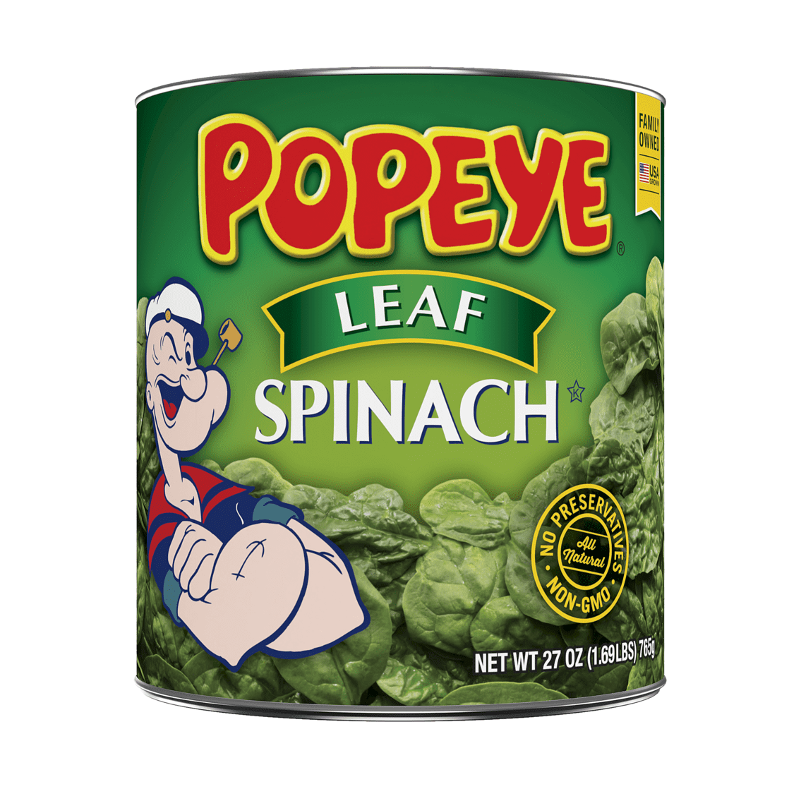 Popeye Canned Leaf Spinach, 27 oz Can - Walmart.com