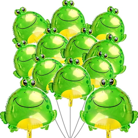 12 Pcs Aluminum Foil Frog Balloons Large Green Frag Air Balloon Animal ...