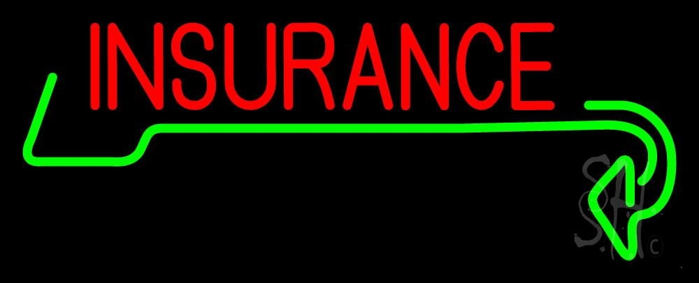 Red Insurance with Green Arrow LED Neon Sign 13 x 32 - inches, Black ...