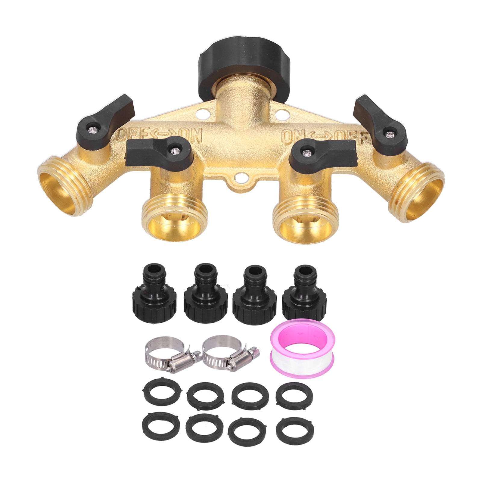 G3/4 4‑Way Water Hose Splitter Garden Hose Adapter Watering Connector ...
