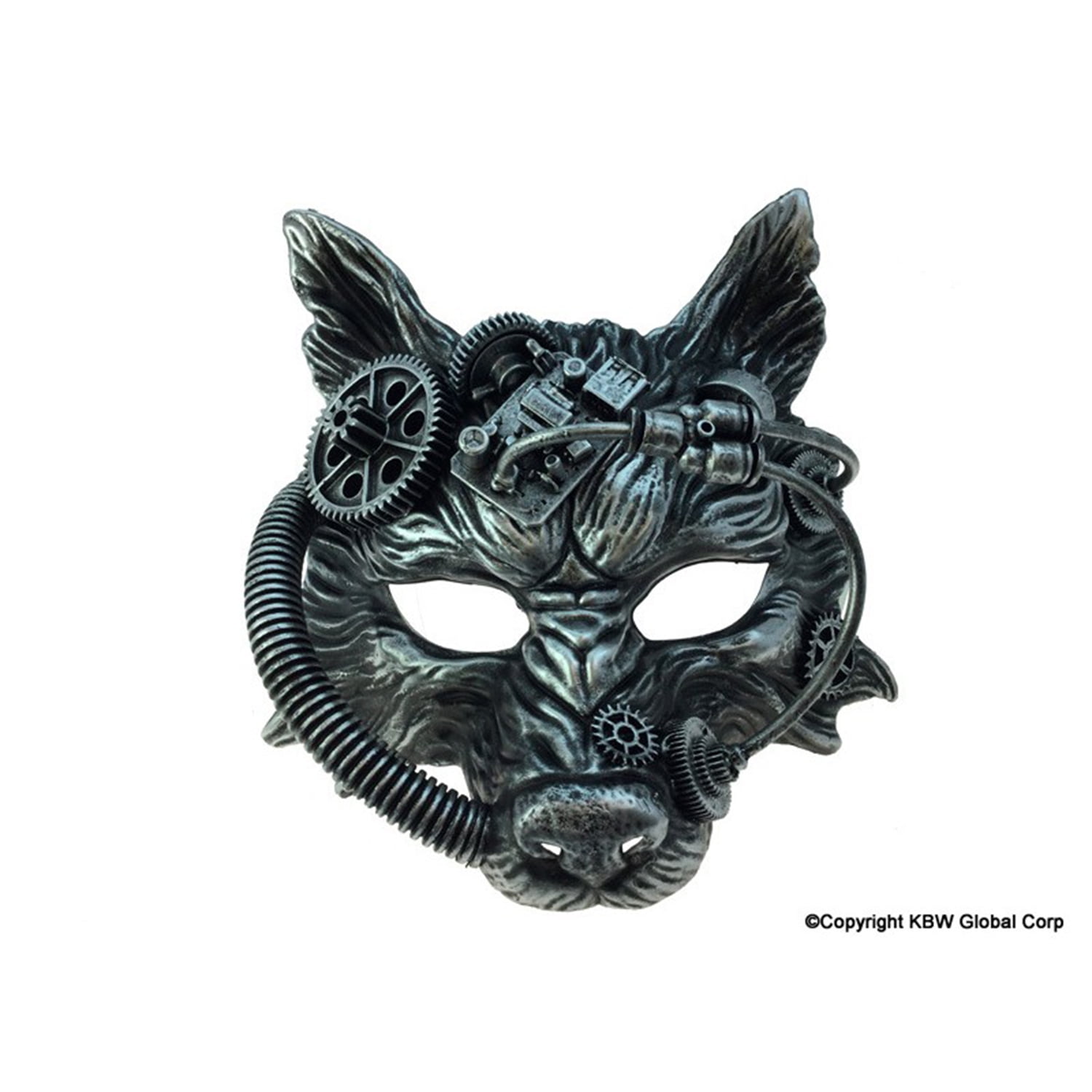 KBW Halloween Steampunk Wolf Costume Half Mask, Silver Black, One-Size ...