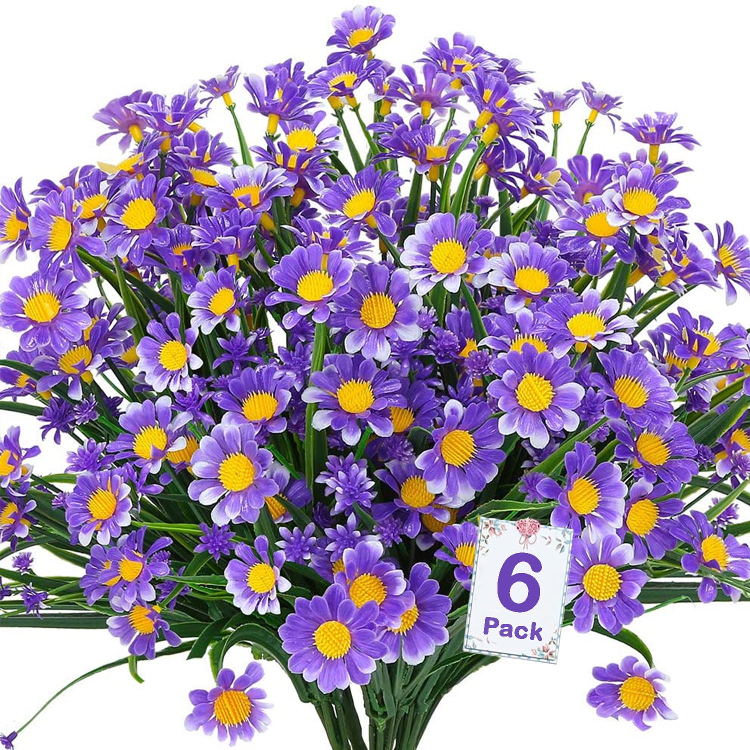 Viworld Artificial Daisies Flowers Outdoor UV Resistant 6 Bundles Fake ...