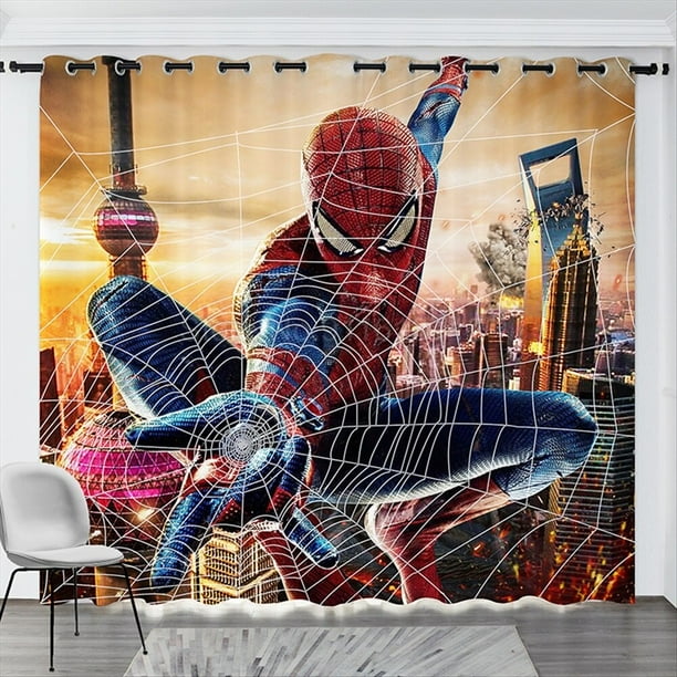 Super Hero SpiderMan 3D Blackout Curtains Bedroom Living Room Kitchen ...