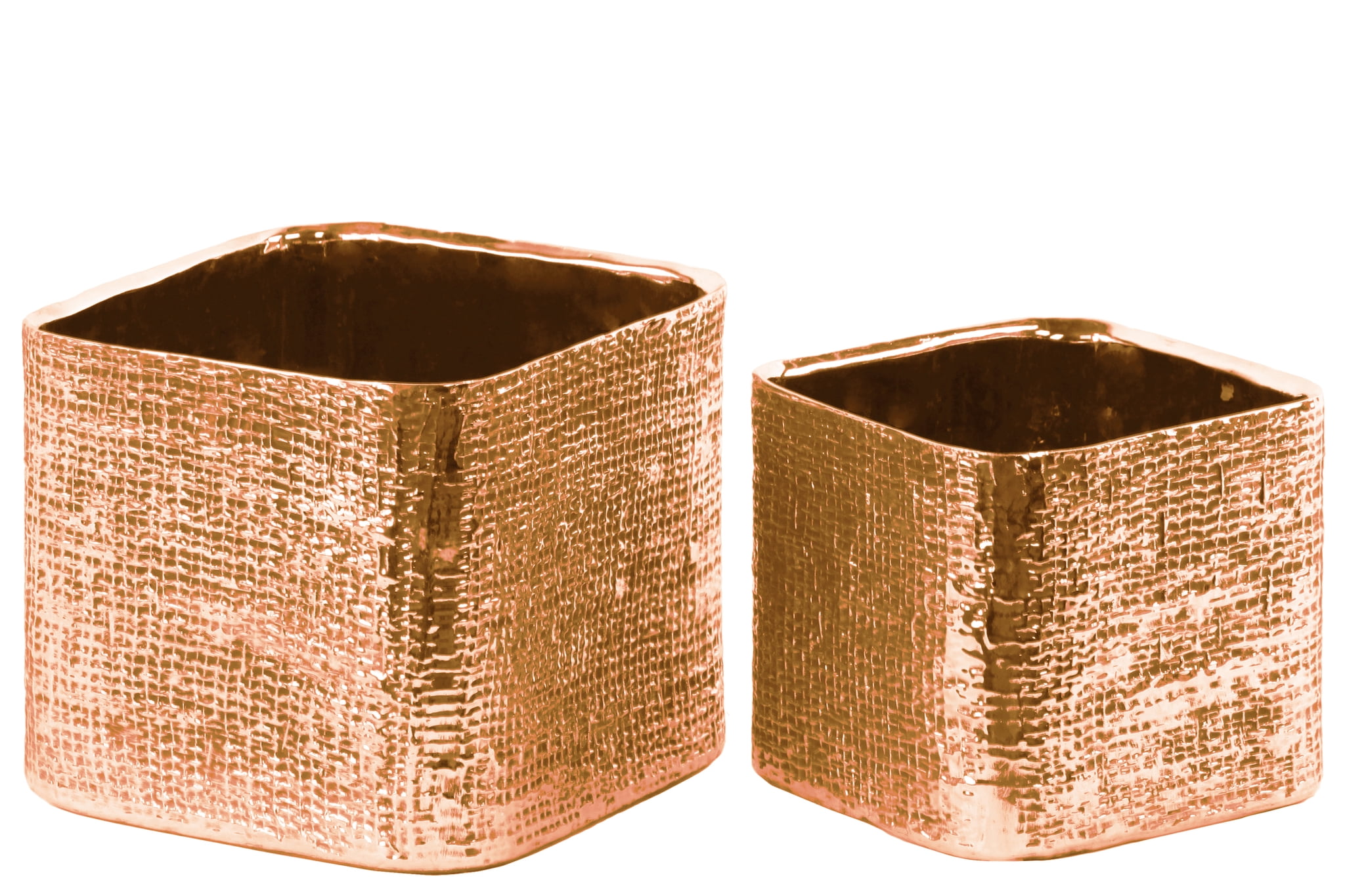 Ceramic Square Planter with Engraved Crises Cross Design- Copper ...