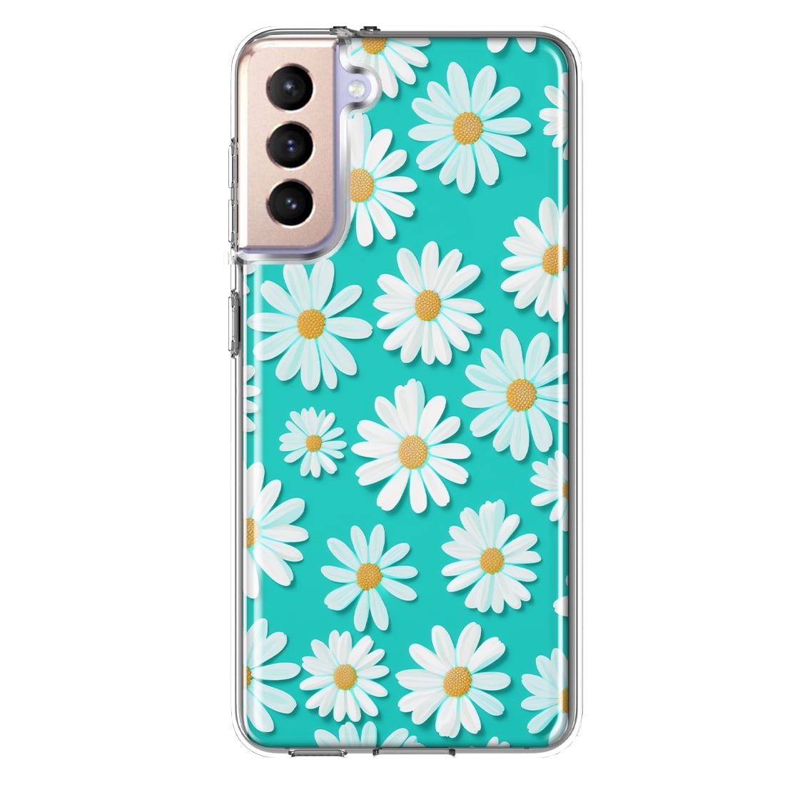 MUNDAZE Samsung Galaxy S21 FE Turquoise Teal White Daisies Cute Daisy ...