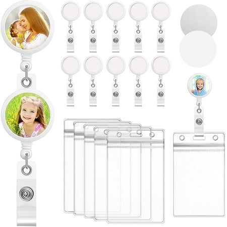 12 Pieces Sublimation Retractable Badge Holder with Belt Clip Include ...