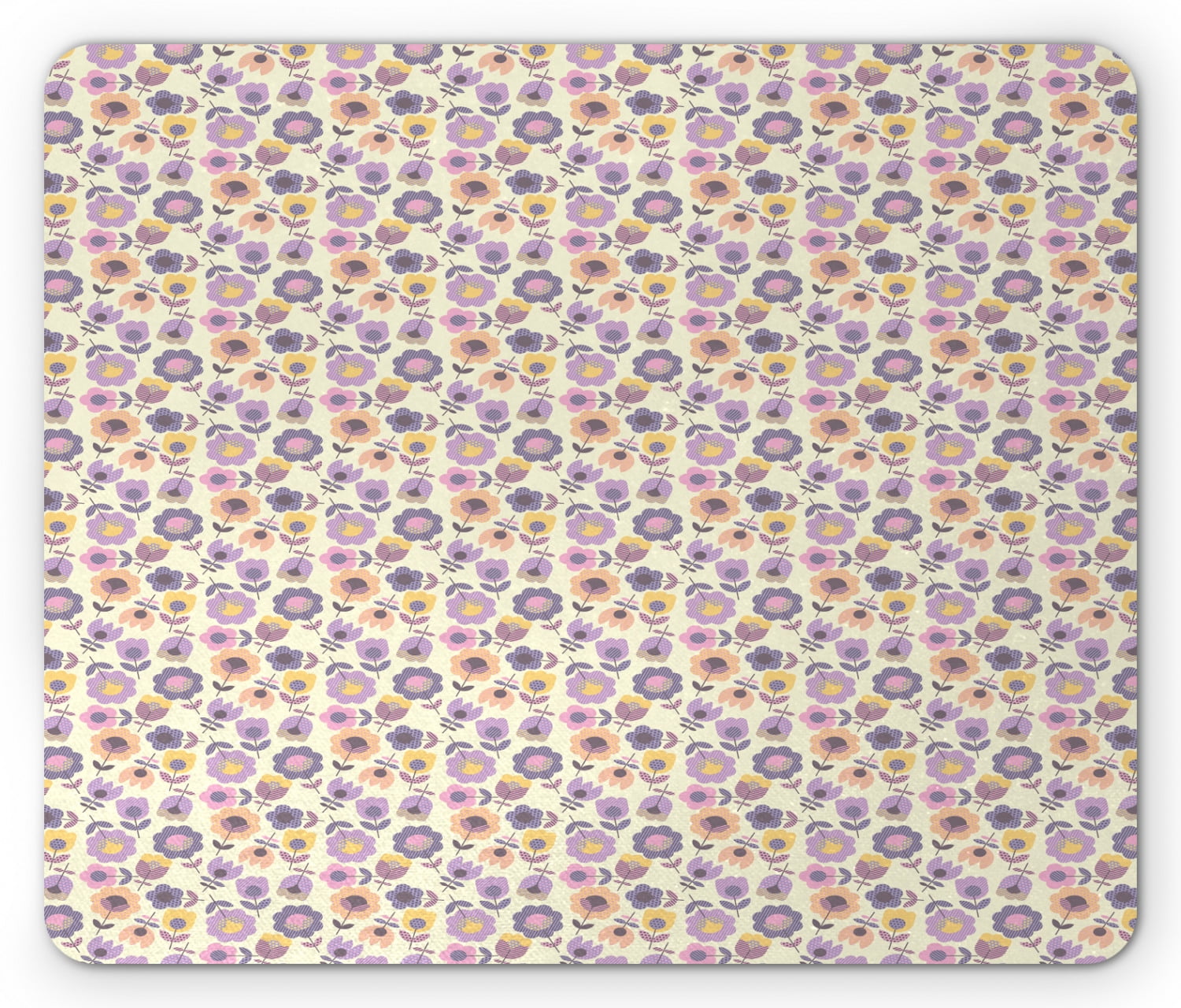 Spring Mouse Pad, Graphic Flowers as Daisies and Tulips with Stems and ...