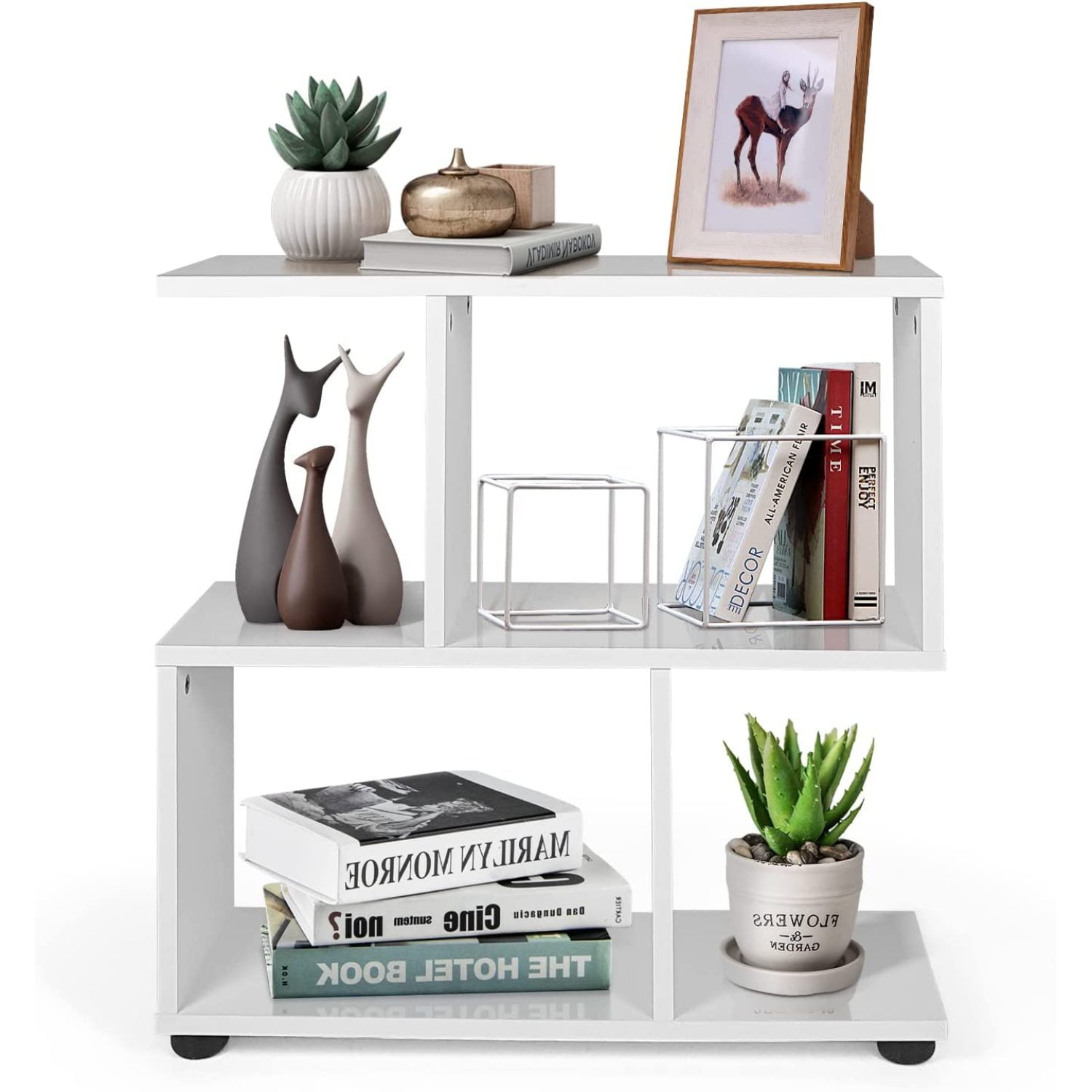3-Tier Geometric Bookshelf with S-Shaped Display, Australia | Ubuy