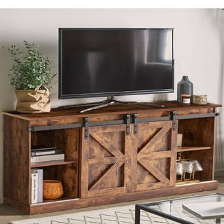 WAMPAT Farmhouse TV Stand Modern Sliding Barn Door Entertainment Center ...