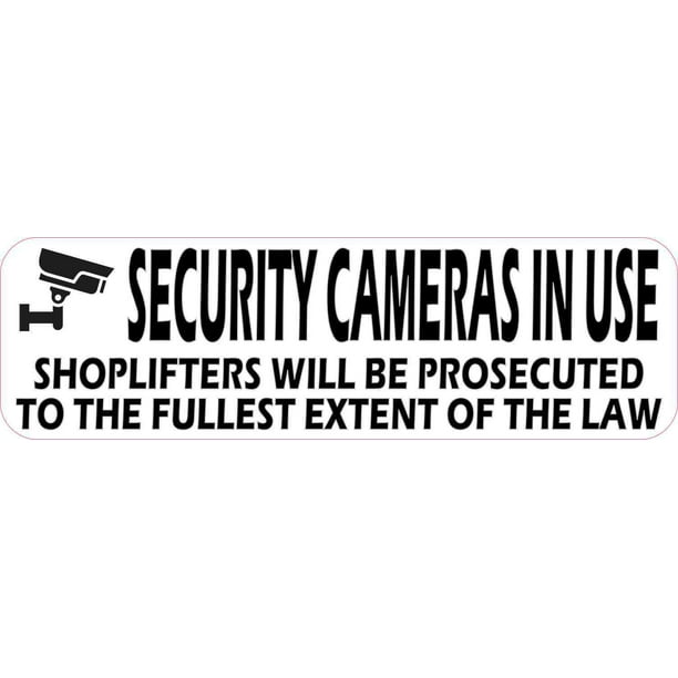 10in x 3in White Security Cameras in Use Sticker Vinyl Business Sign ...