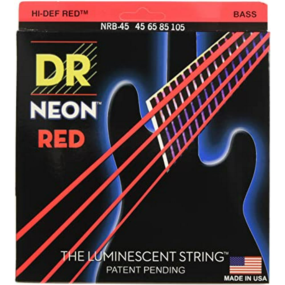 Hi Def Neon™ Red Colored Bass Strings Medium 45 105