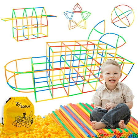 Straw Constructor Stem Toys 300 Pcs Building Straws Connectors Fun ...