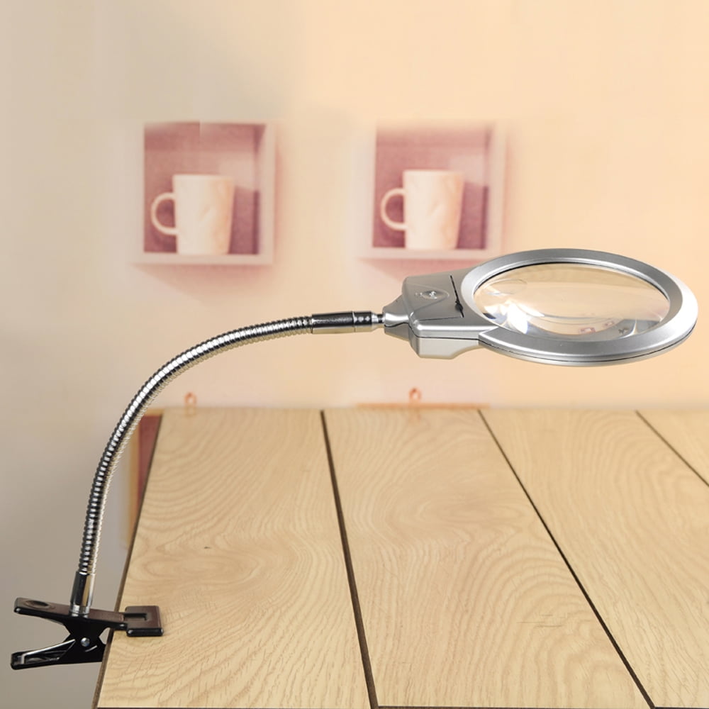 LED Desk Lamp 5X 10X 15X 20X Magnifier Glass Desk Lamp Bright LED 