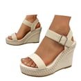 Bibifish Womens Espadrille Wedge Glam Elegant Cozy Open Toe Ankle ...