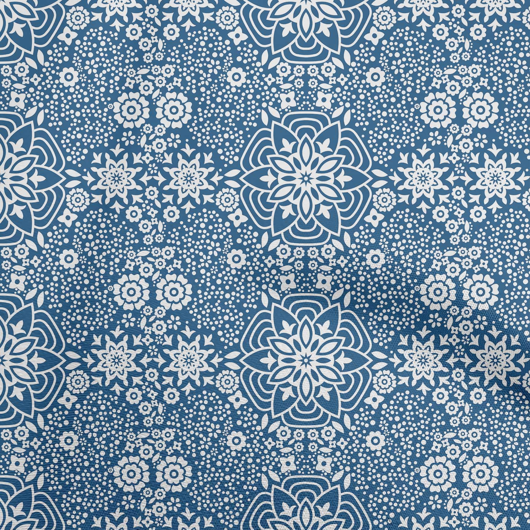 oneOone Velvet Blue Fabric Asian Block Sewing Material Print Fabric By ...