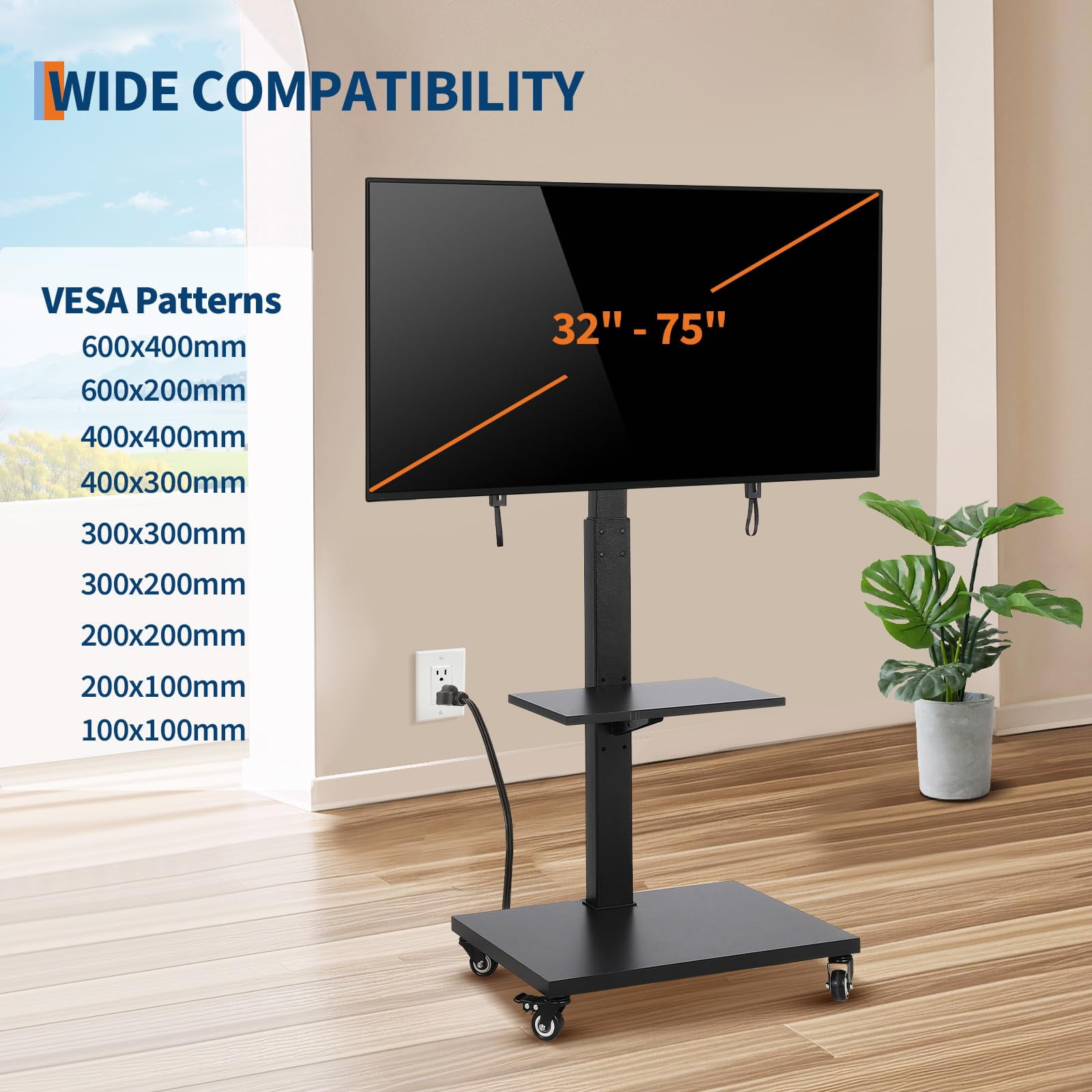 Click here for Beesclover Sleek Rolling Tv Stand With Power Outle... prices