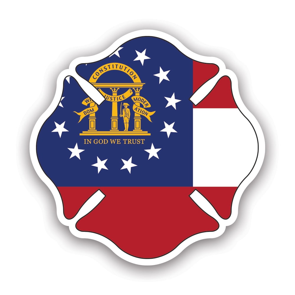 Georgia State Maltese Cross Shaped Sticker Decal - Self Adhesive Vinyl ...