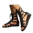 IWRICH Women's Orthopedic Lace up Roman Studded Gladiator Sandals Ankle ...