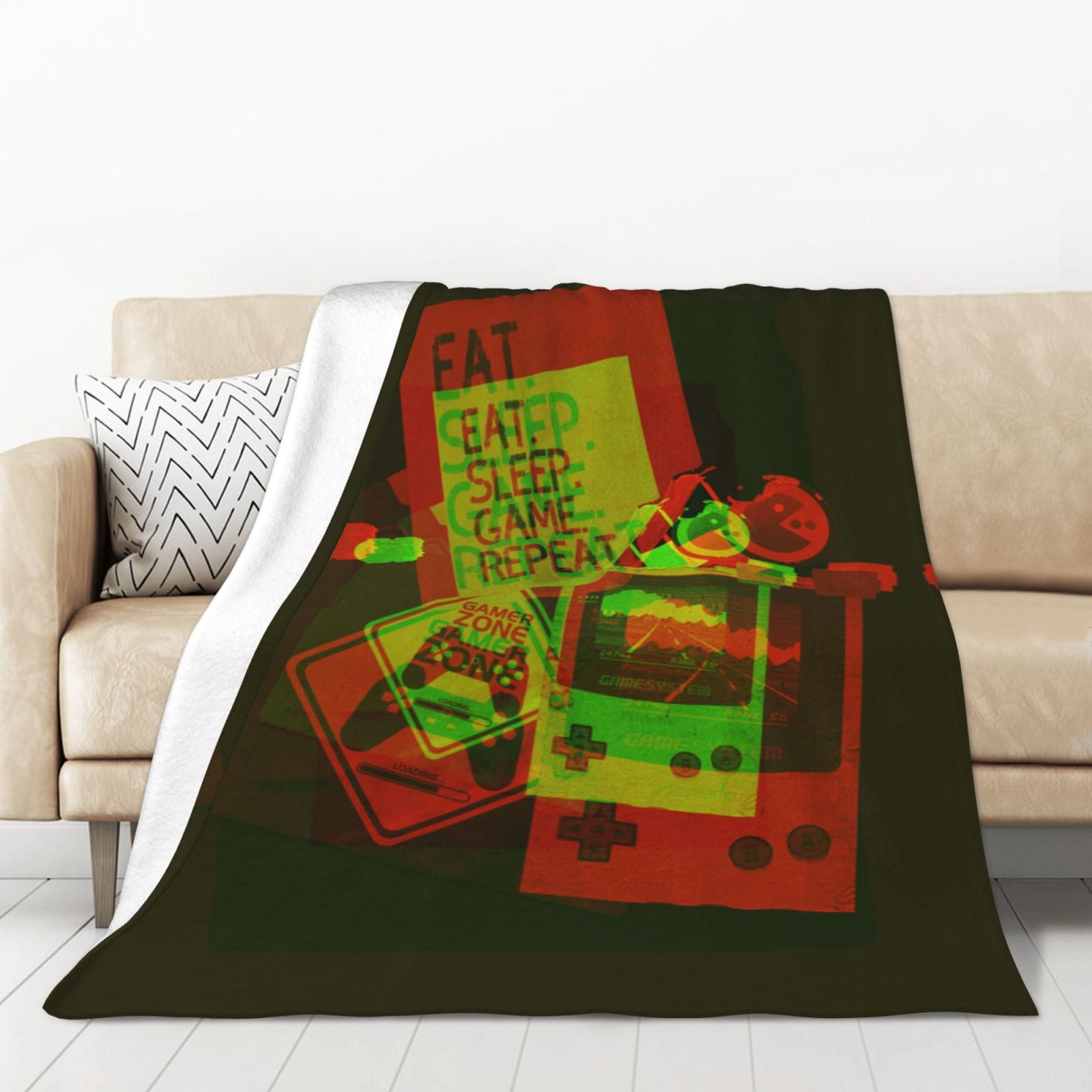 XMXT Throw Blankets, Game Sticker Handle Two Color Pattern Red Bed ...