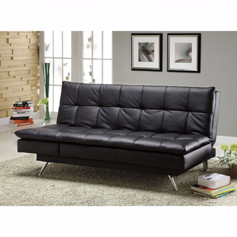 Leatherette Sofa Futon, Black - Walmart.com - Walmart.com