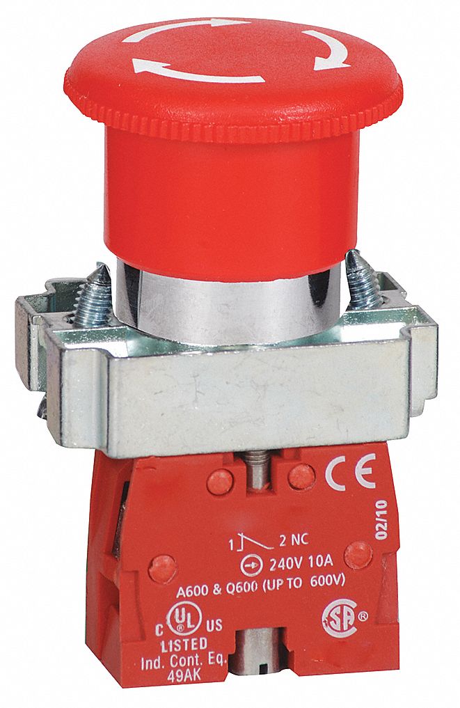 Dayton E-Stop Push Button,Non-Ill,22mm,1NC,Red 30G253 - Walmart.com