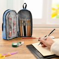 Backpack Pencil Case, 3 Compartment Large Capacity Oxford Fabric Pencil ...