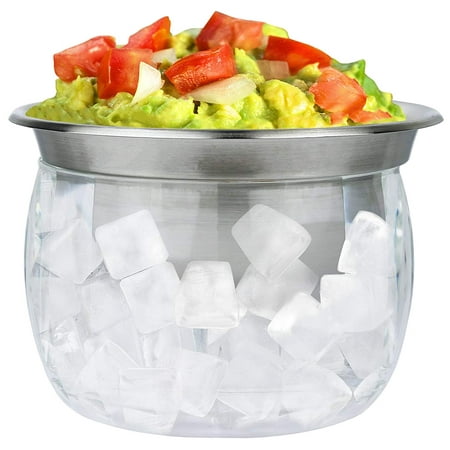 Stainless Steel Dip Chiller Bowl with Acrylic Ice Chamber Bowl Base ...