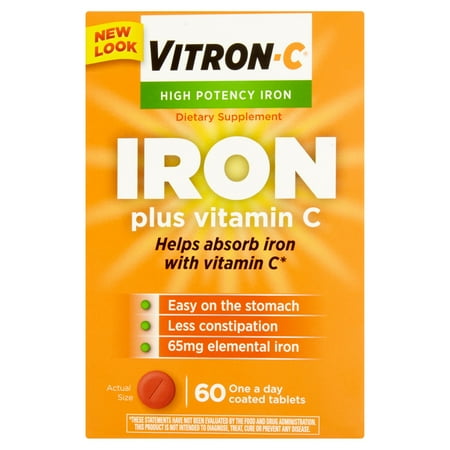 Vitron-C Iron Plus Vitamin C Coated Tablets, 60 count - Walmart.com