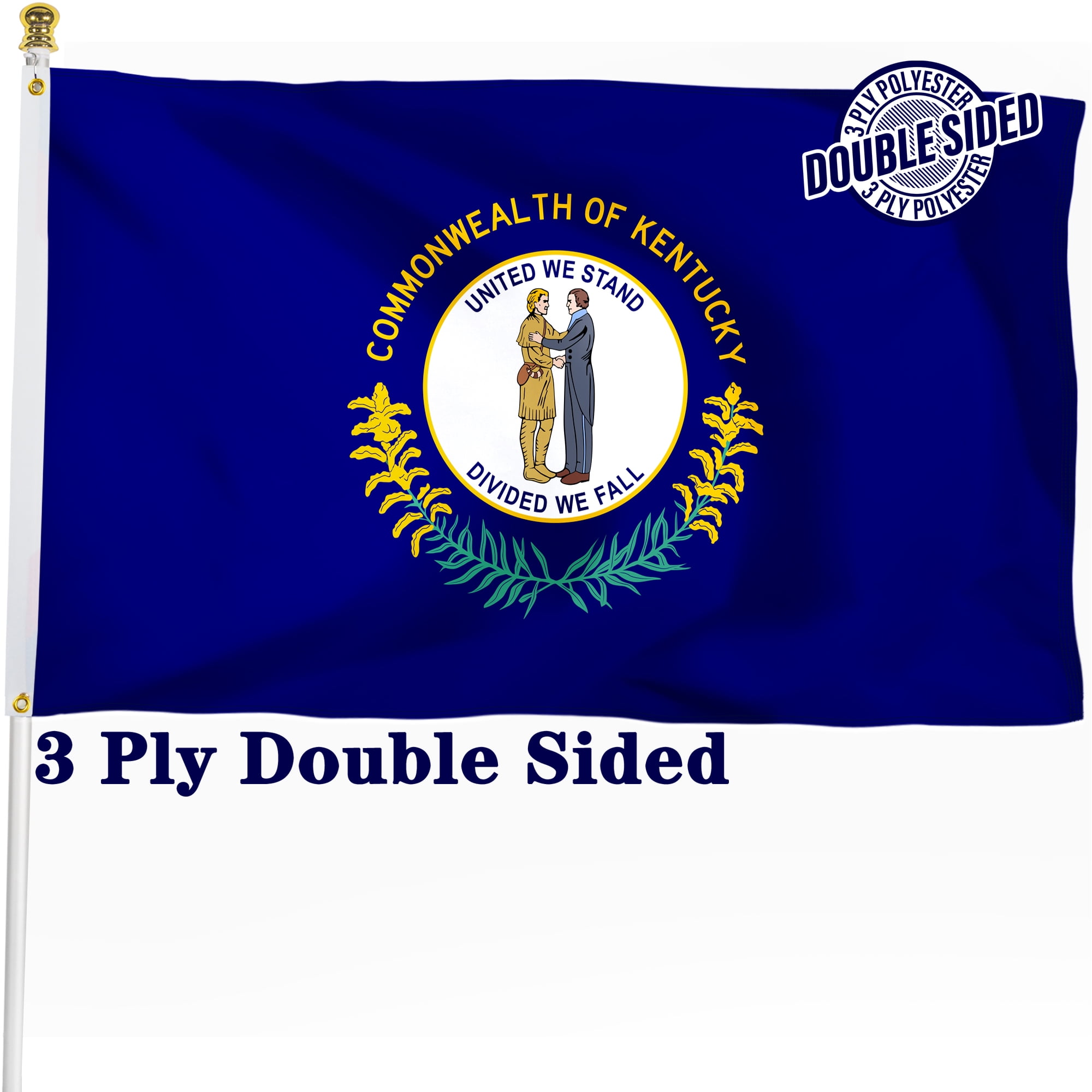 DANF Double Sided Kentucky State Flag 3x5 ft, Heavy Duty 3 Ply Durable ...
