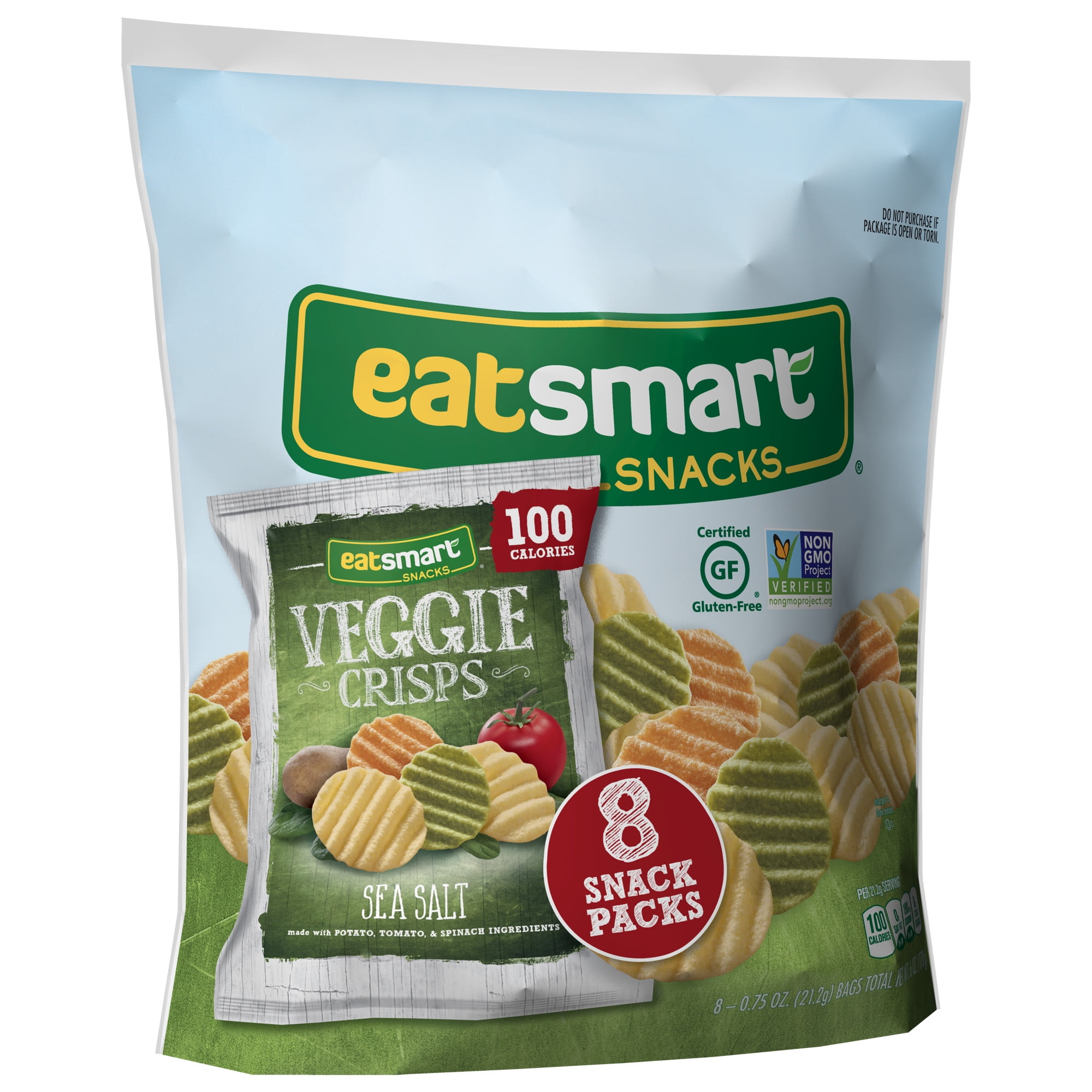 Eatsmart Snacks, Veggie Crisps with Sea Salt, 100 Calorie Multipack, 8 ...