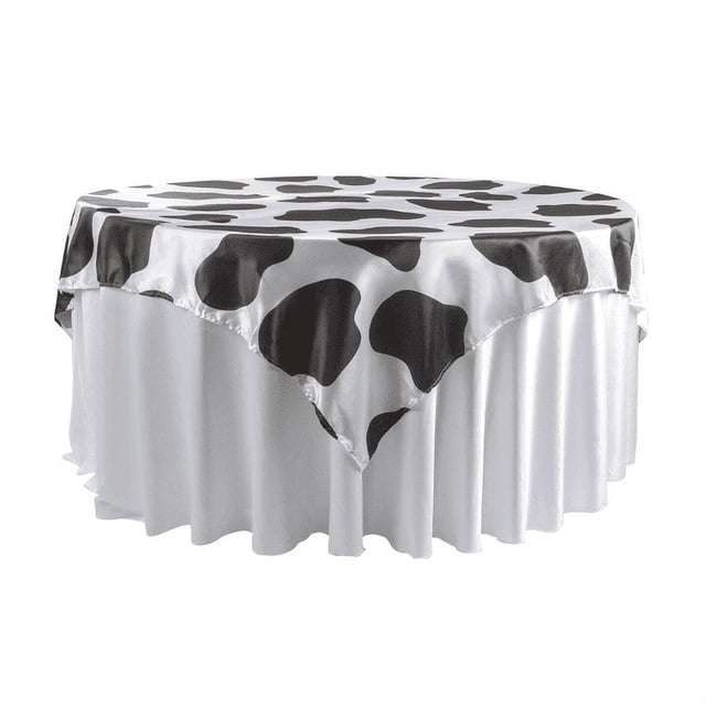 Pack of 1, Cow Animal Print Square 72"X72" Satin Table Overlay for ...