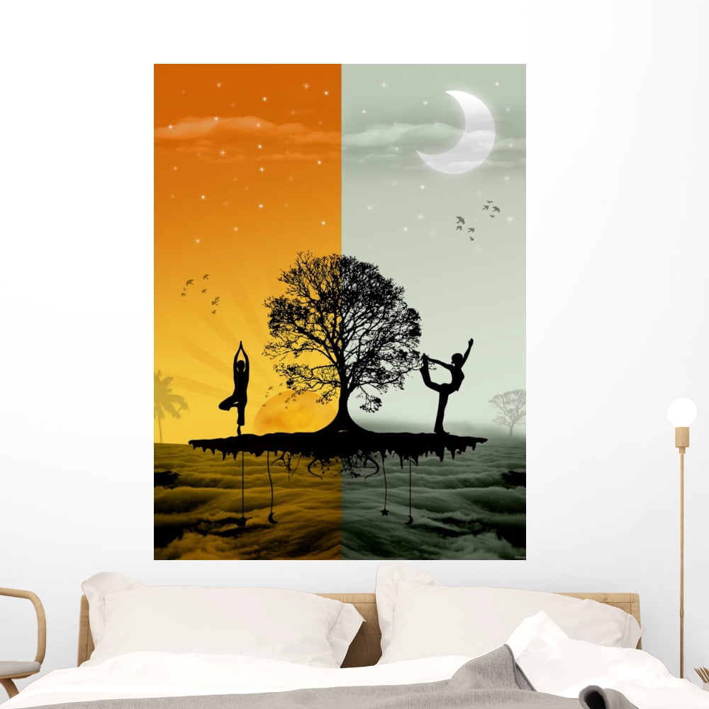 Sun Moon Morning Evening Wall Mural by Wallmonkeys Peel and Stick ...