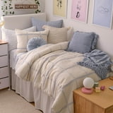 Dormify Truly Soft Full/Queen Comforter & Sham Set, Ivory/Blue Plaid Pattern, Cotton Blend ...