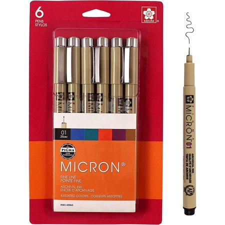 30063 6-Piece Pigma Micron 01 Ink Pen Set, orted Colors - Walmart.ca