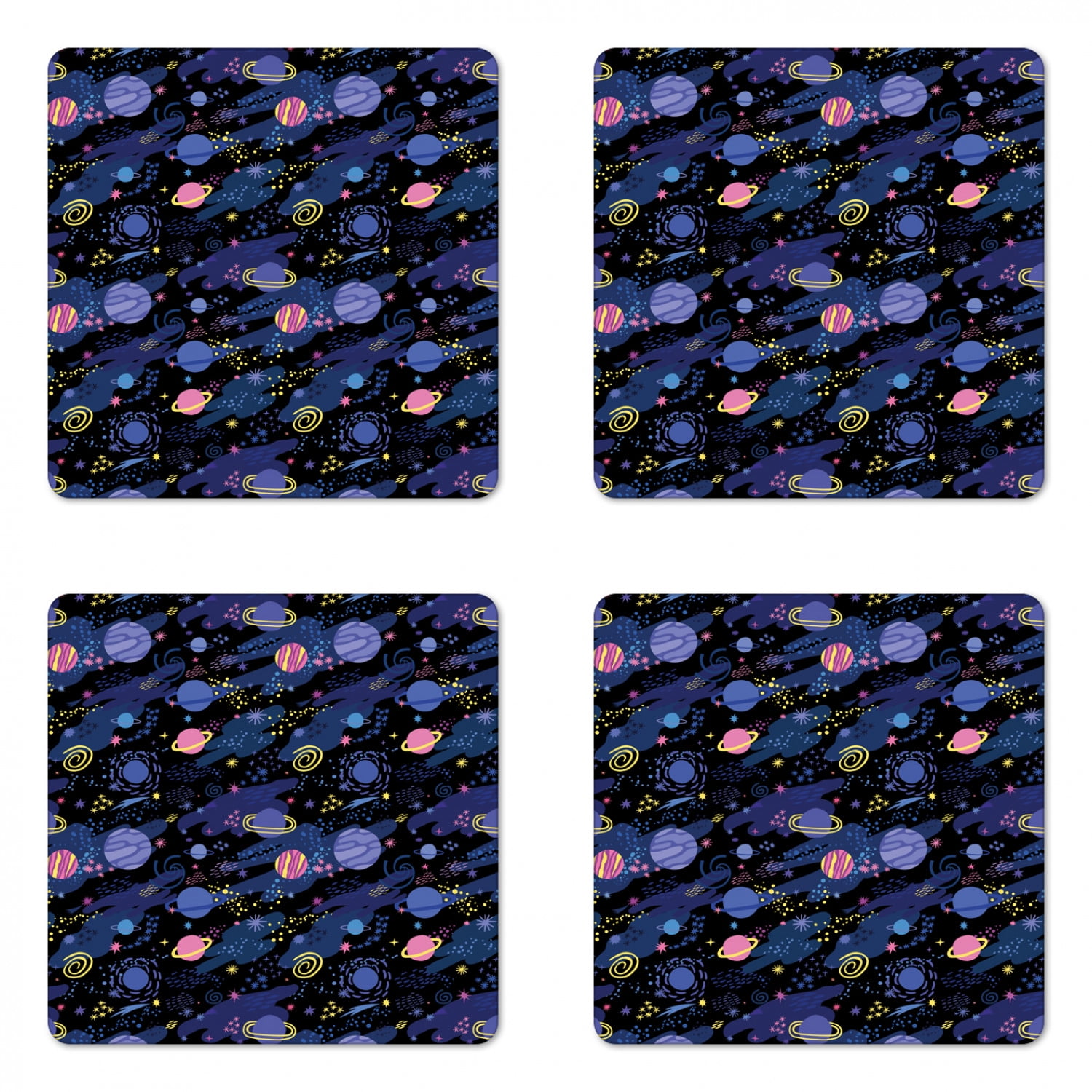 Galaxy Coaster Set of 4, Outer Space Planets Cosmic Journey Milky Way ...
